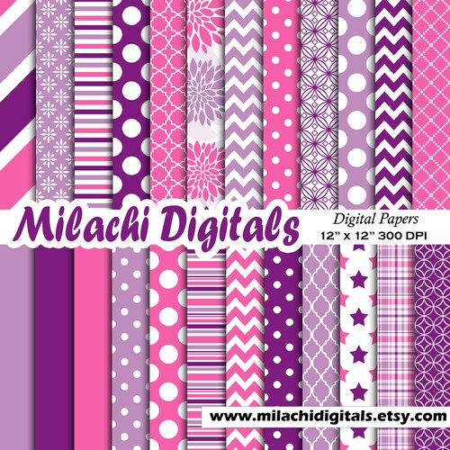 Pink and Mint Digital Paper Polka Dots Scrapbook Papers - Etsy