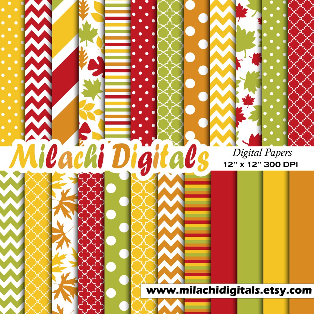 Fall Digital Paper, Thanksgiving Scrapbook Papers, Leaf Wallpaper ...