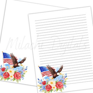 Patriotic Stationery Printable, 4th of July Journal Paper, Letter ...