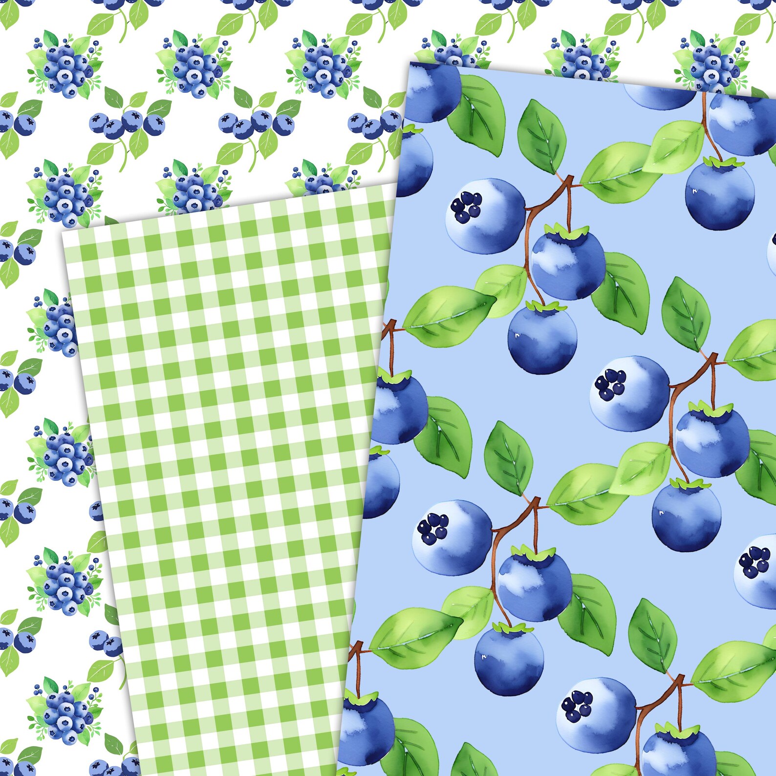 Blueberry Digital Paper, Seamless 12"x12" Scrapbook Paper, Junk Journal ...