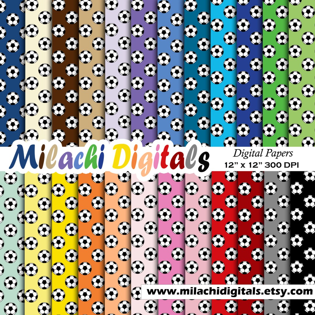 Soccer Ball Digital Paper, Background, Scrapbook Papers, Commercial Use ...