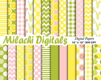 Blue Lemonade Paper Pack, Picnic Paper, Chevron, Polka Dots, Stripes ...