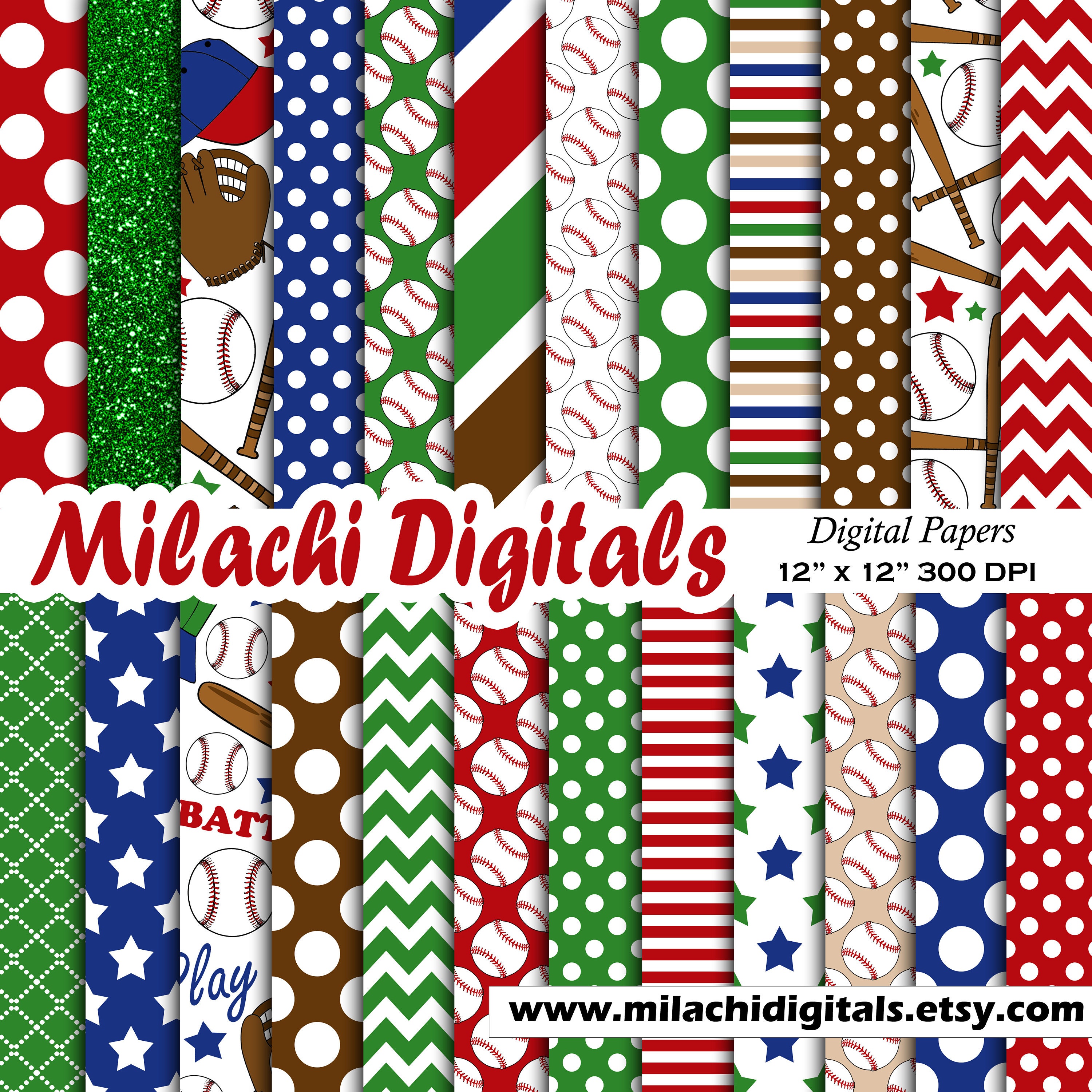 Baseball Digital Paper Sport Scrapbook Papers Baseball - Etsy