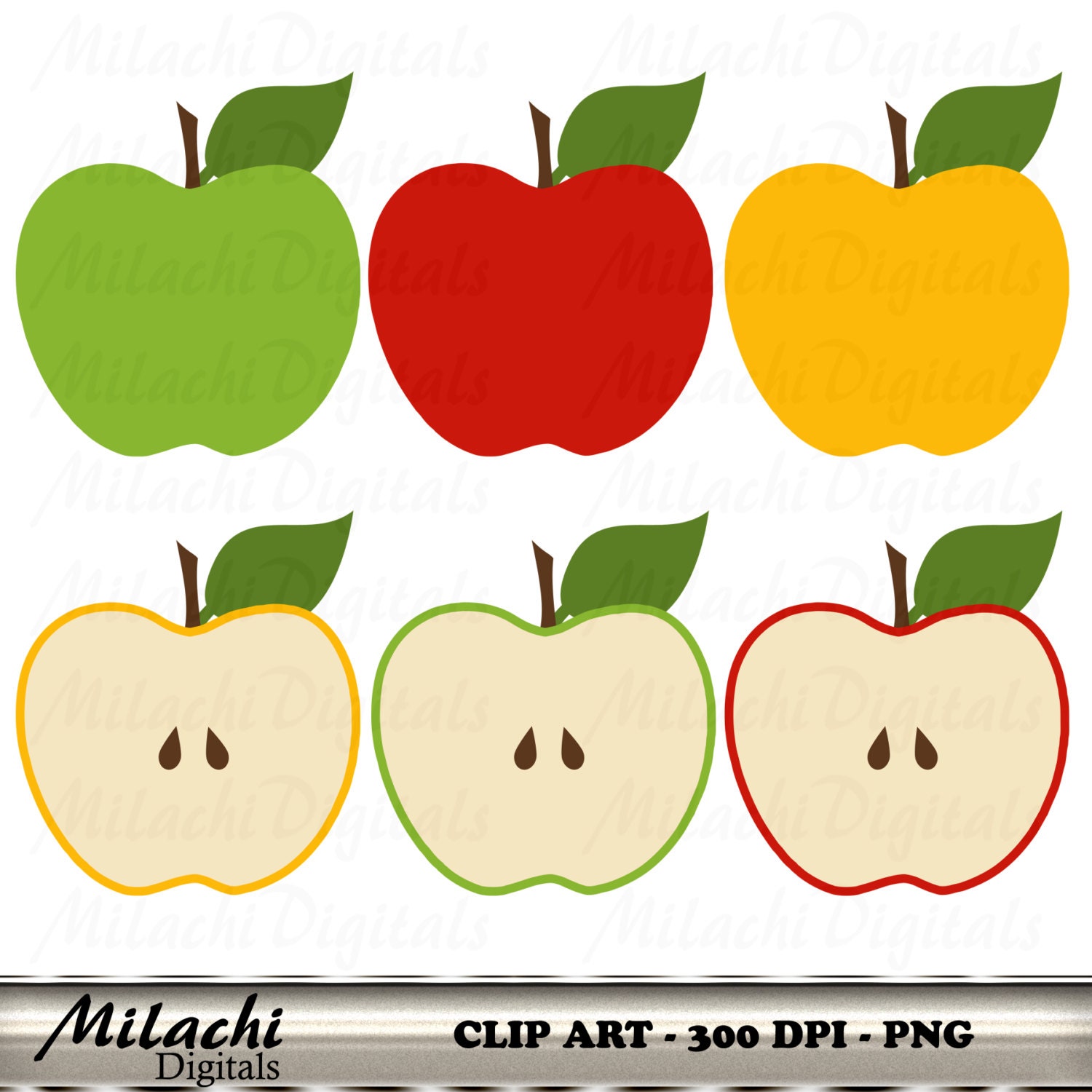 Apple Digital Clipart Clip Art Graphics Picnic Time - Etsy