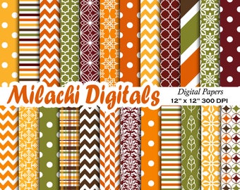 Fall Digital Paper, Thanksgiving Scrapbook Papers, Leaf Wallpaper ...
