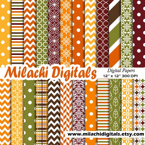 Fall Digital Paper Fall Scrapbook Paper Thanksgiving - Etsy