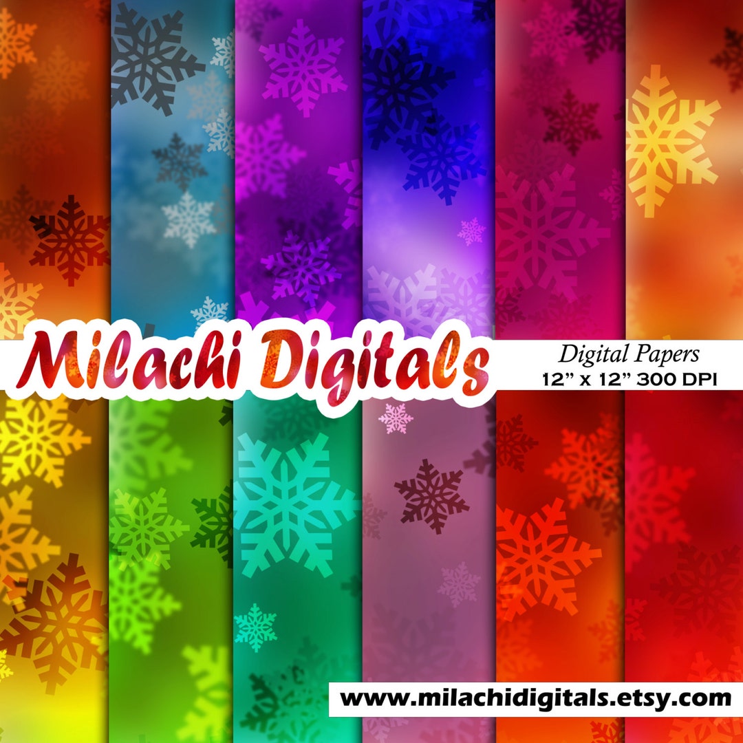 Bokeh Snowflakes Digital Paper Pack, Holiday Background, New Year ...