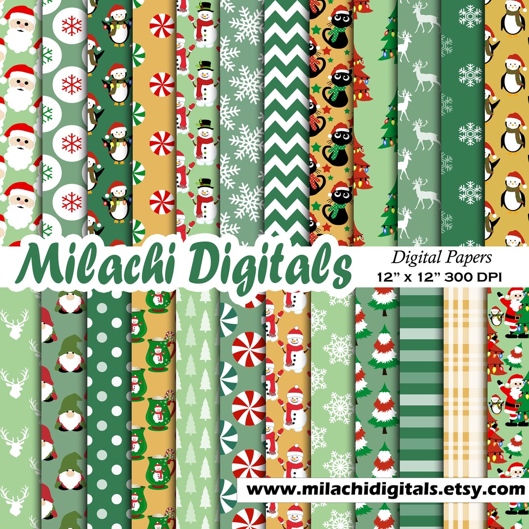 Christmas Digital Paper Pack Seamless Pattern, Scrapbook Papers, DIY ...