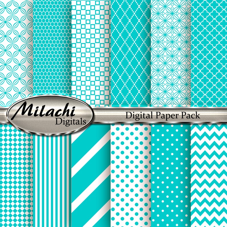 Robin Egg Blue Digital Paper Pack Commercial Use Instant - Etsy