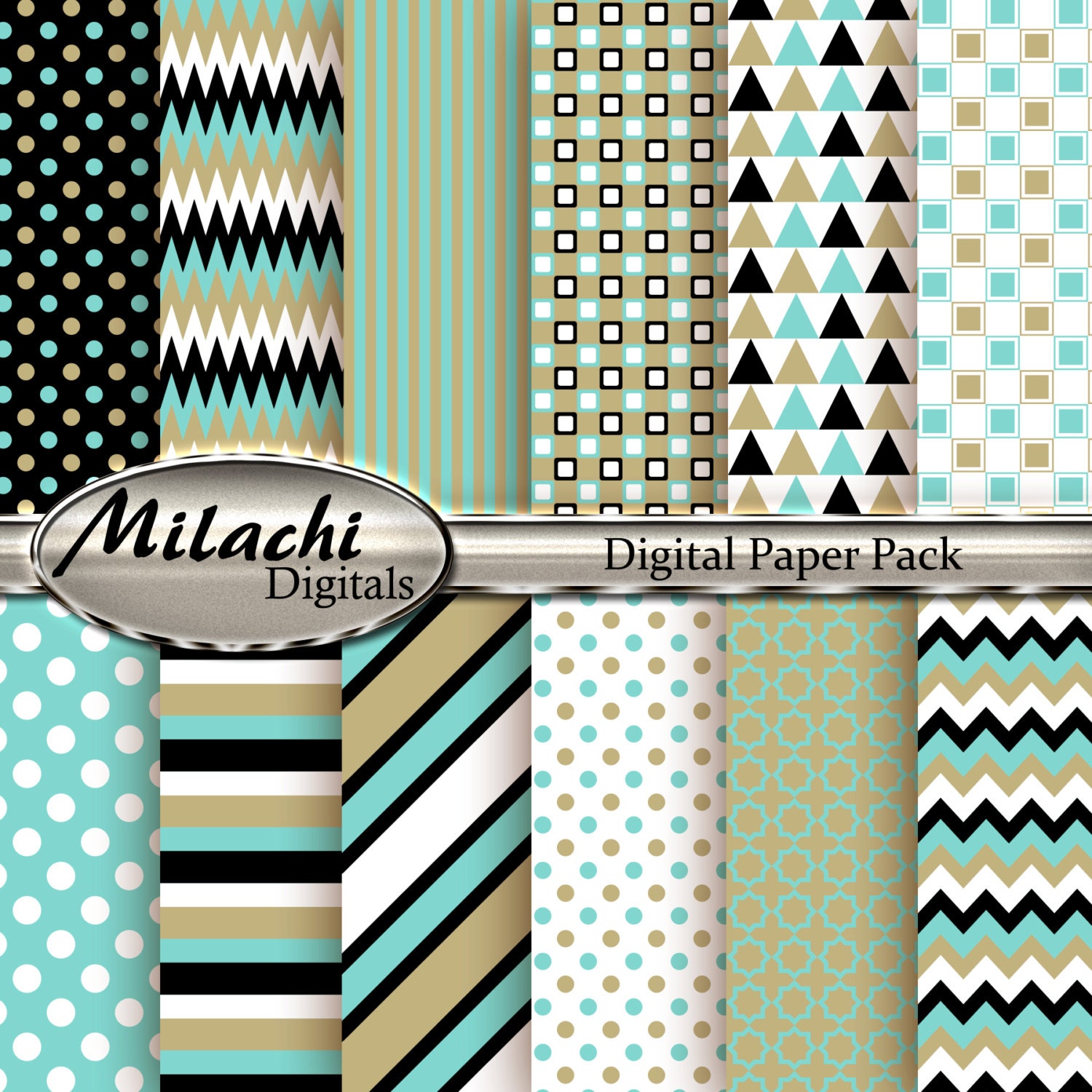 Blue and Ecru Digital Paper Pack - Commercial Use - Instant Download ...