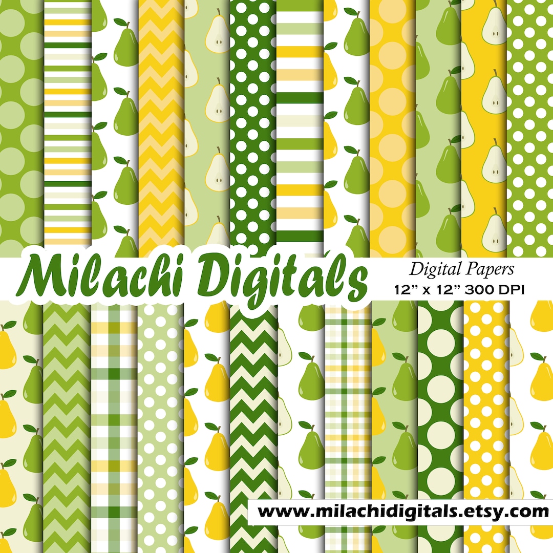 Pear Digital Paper Fruit Scrapbook Paper Digital Backgrounds Fruit ...