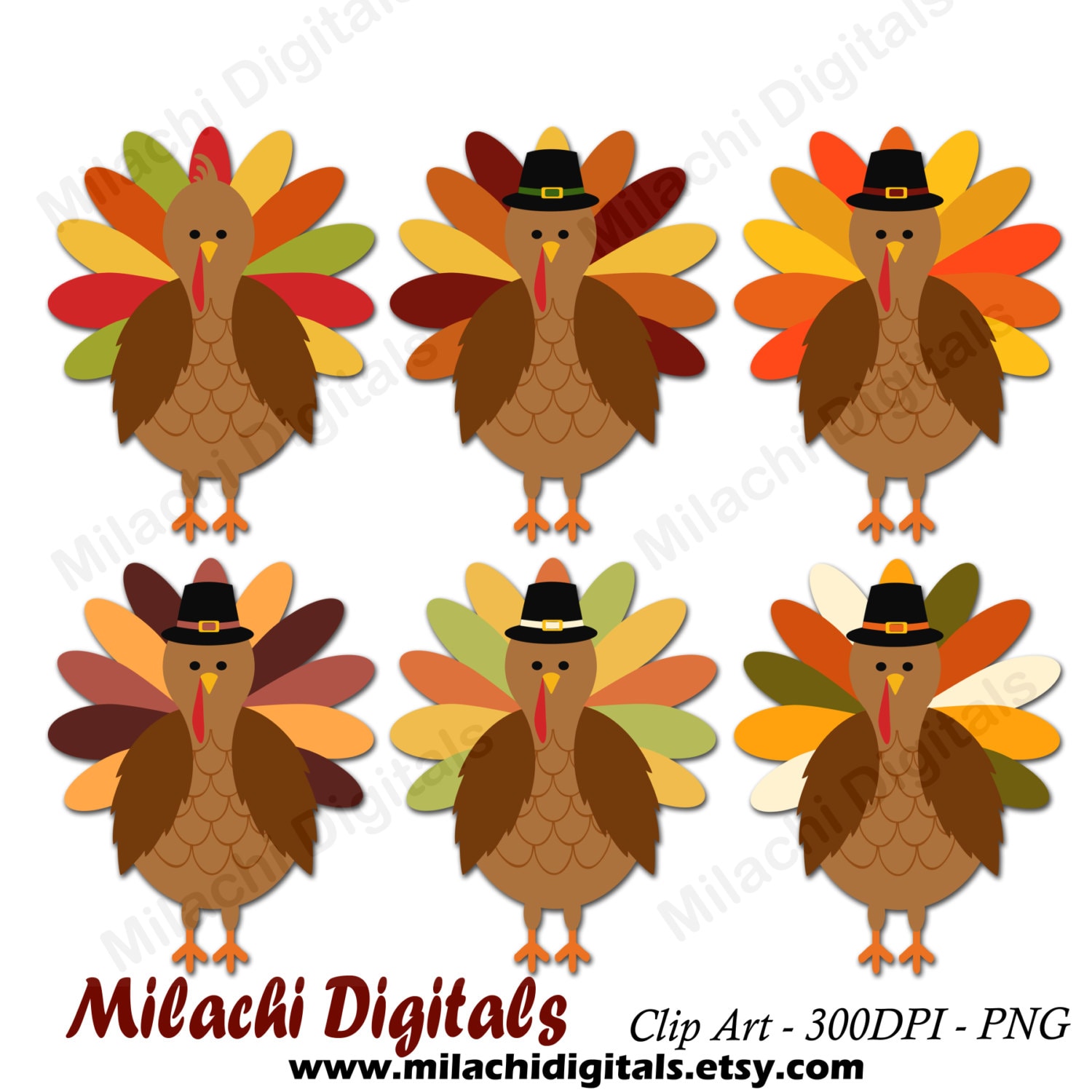 Turkey Clipart Thanksgiving Clipart Fall Clipart Digital - Etsy Australia