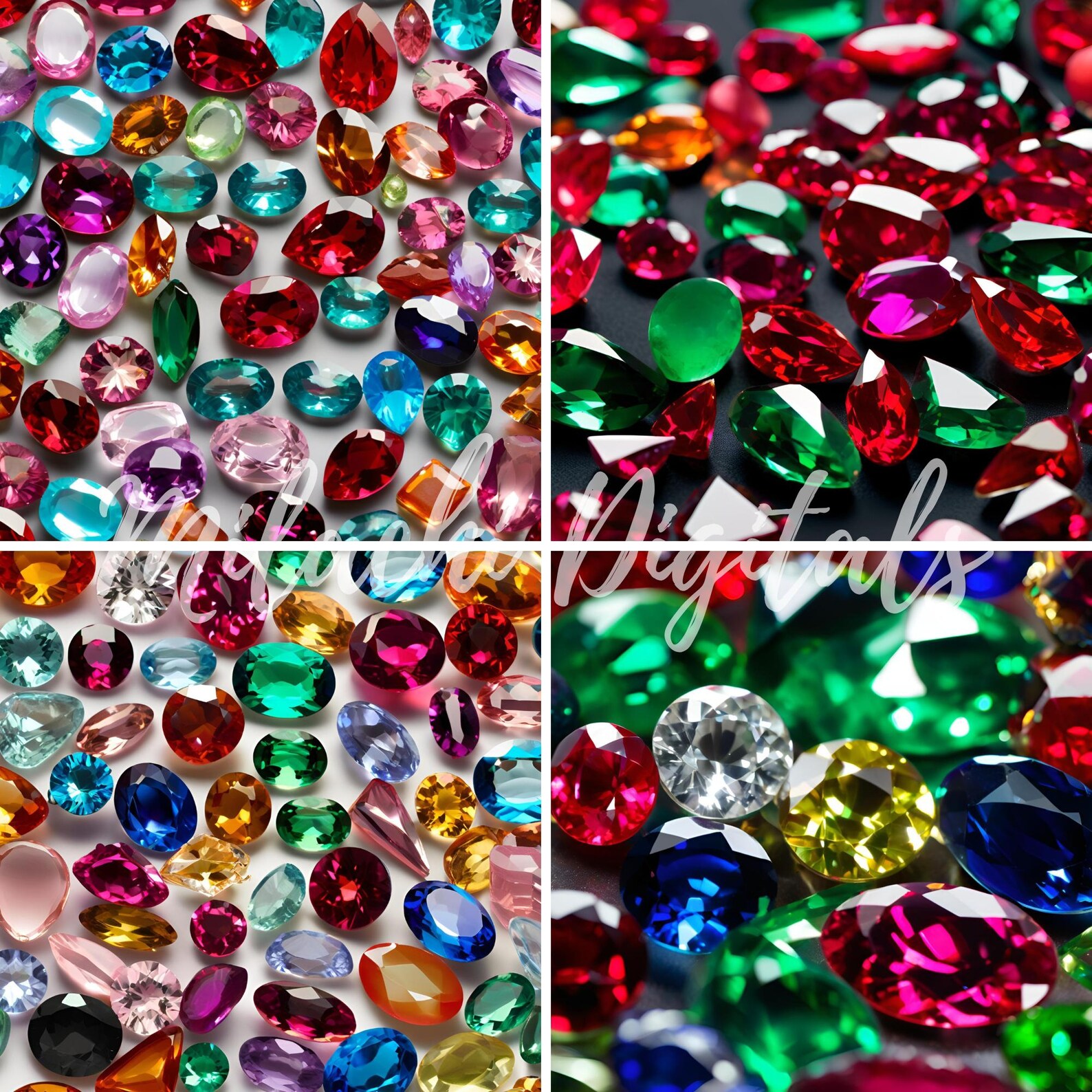 Colorful Gemstone Digital Paper, Gemstone Backgrounds, Junk Journal ...