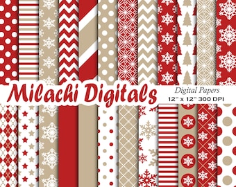 Christmas Digital Paper, Holiday Scrapbook Papers, Snowflake Wallpaper ...