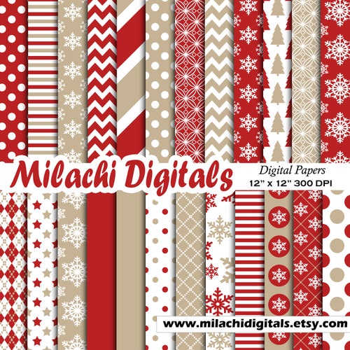 Christmas Digital Paper Holiday Scrapbook Papers Snowflake - Etsy