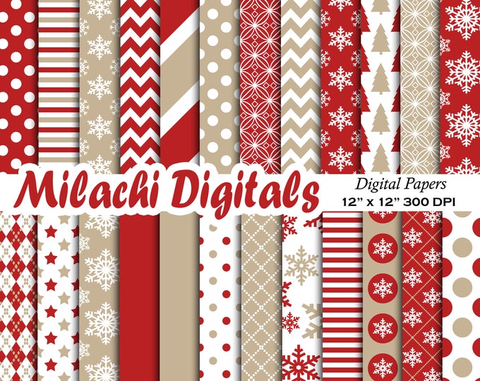 Christmas Digital Paper Holiday Scrapbook Papers Snowflake - Etsy