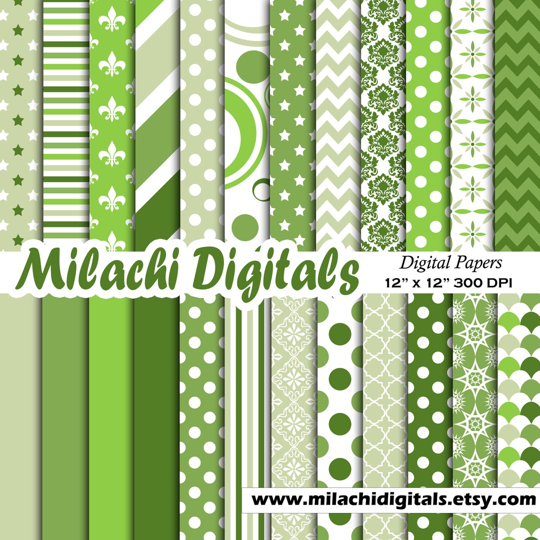 Green Digital Paper, Scrapbook Papers, Polka Dots Wallpaper, Green ...