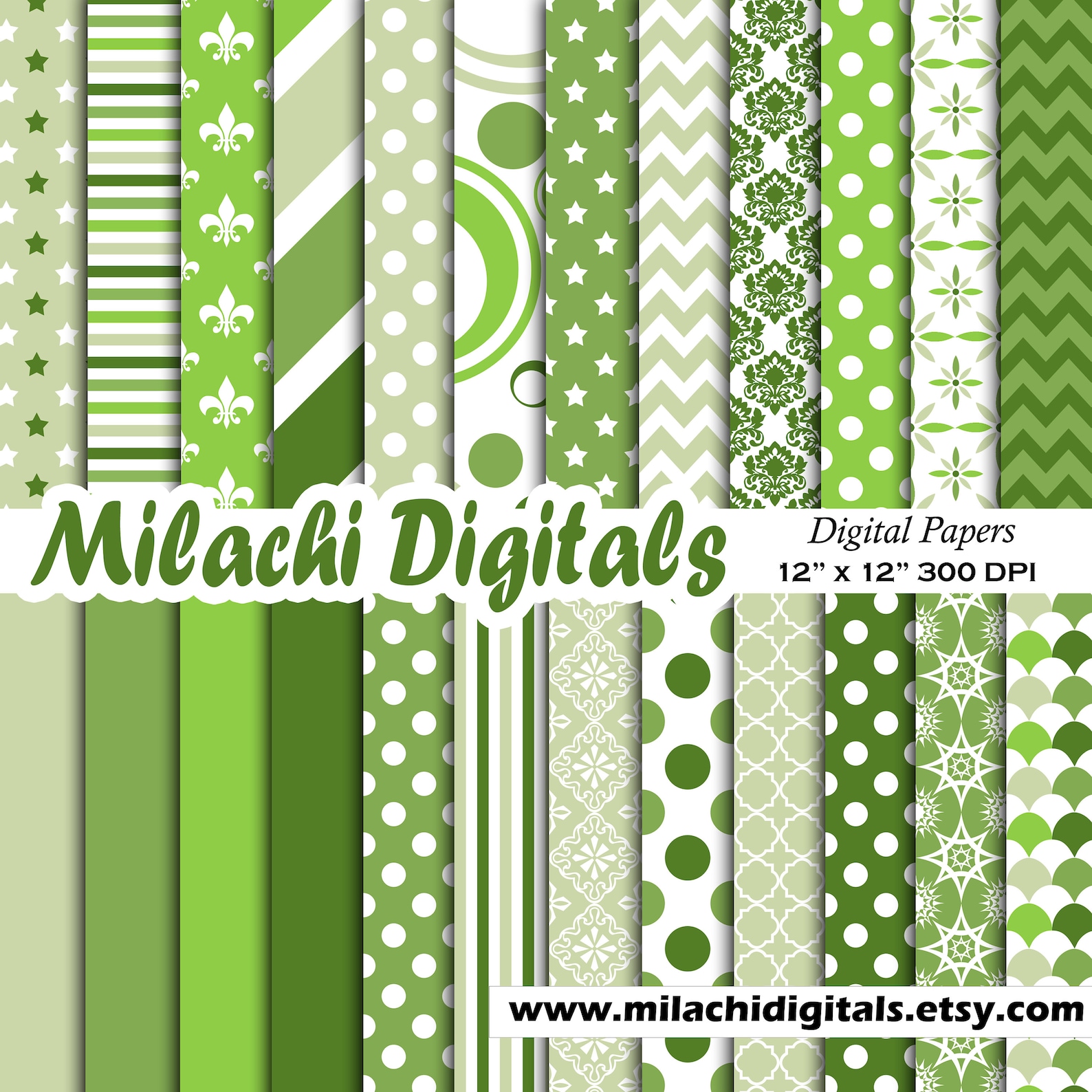 Green Digital Paper, Scrapbook Papers, Polka Dots Wallpaper, Green ...