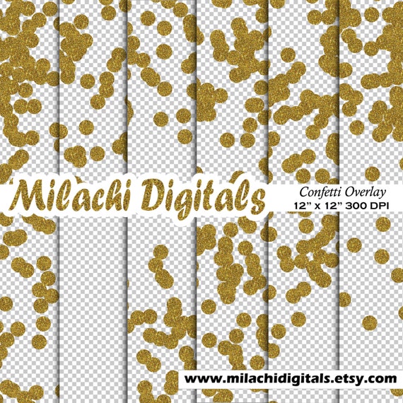 Gold Confetti Overlay Clipart Transparent Background Dot | Etsy