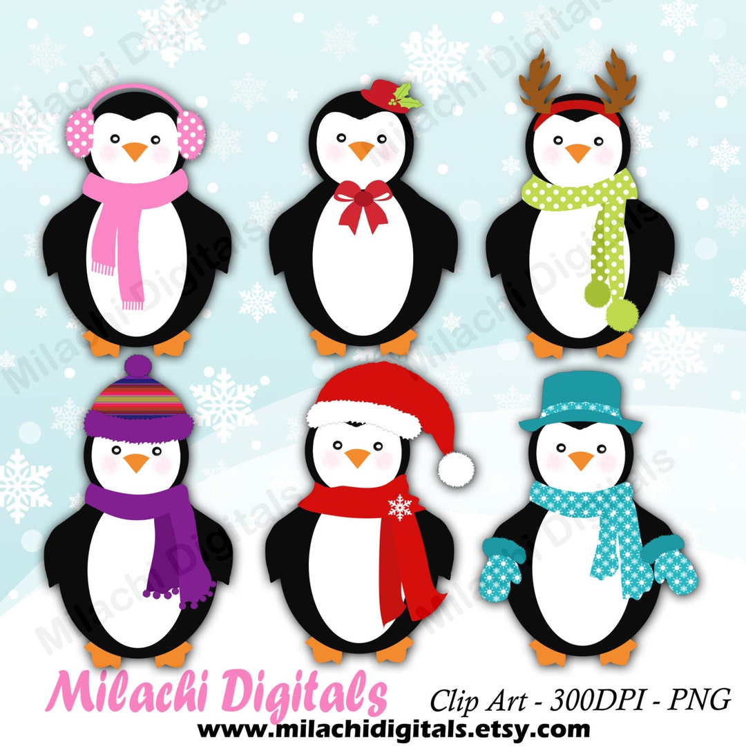 Penguin Clipart, Holiday Clipart, Winter Penguins Digital Clip Art ...