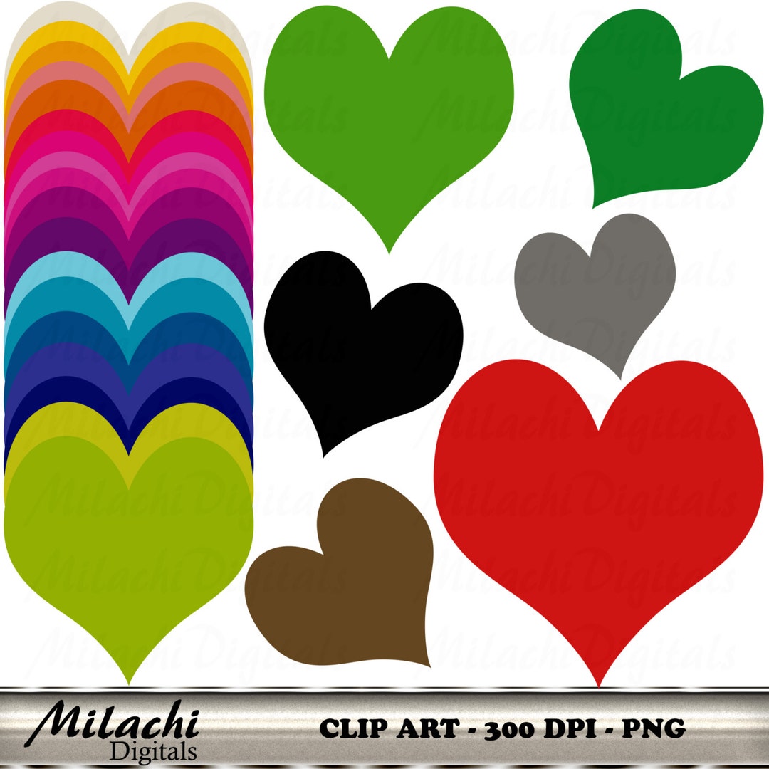 Rainbow Hearts Digital Clip Art - Commercial Use - Instant Download ...