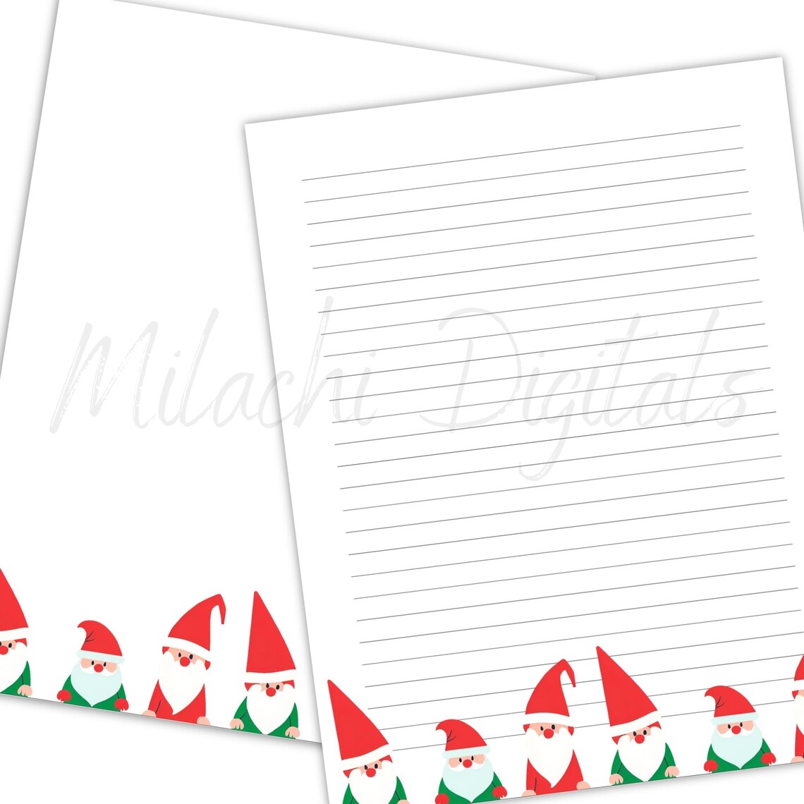 Printable Christmas Gnomes Stationery, Holiday Digital Paper for ...