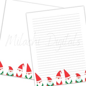 Printable Christmas Gnomes Stationery, Holiday Digital Paper for ...