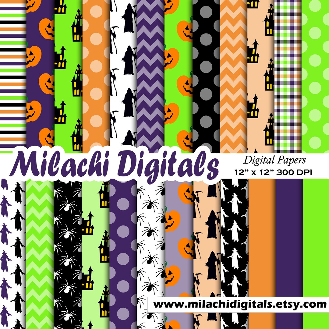 Halloween Digital Paper, Trick or Treat Scrapbook Papers, Halloween ...