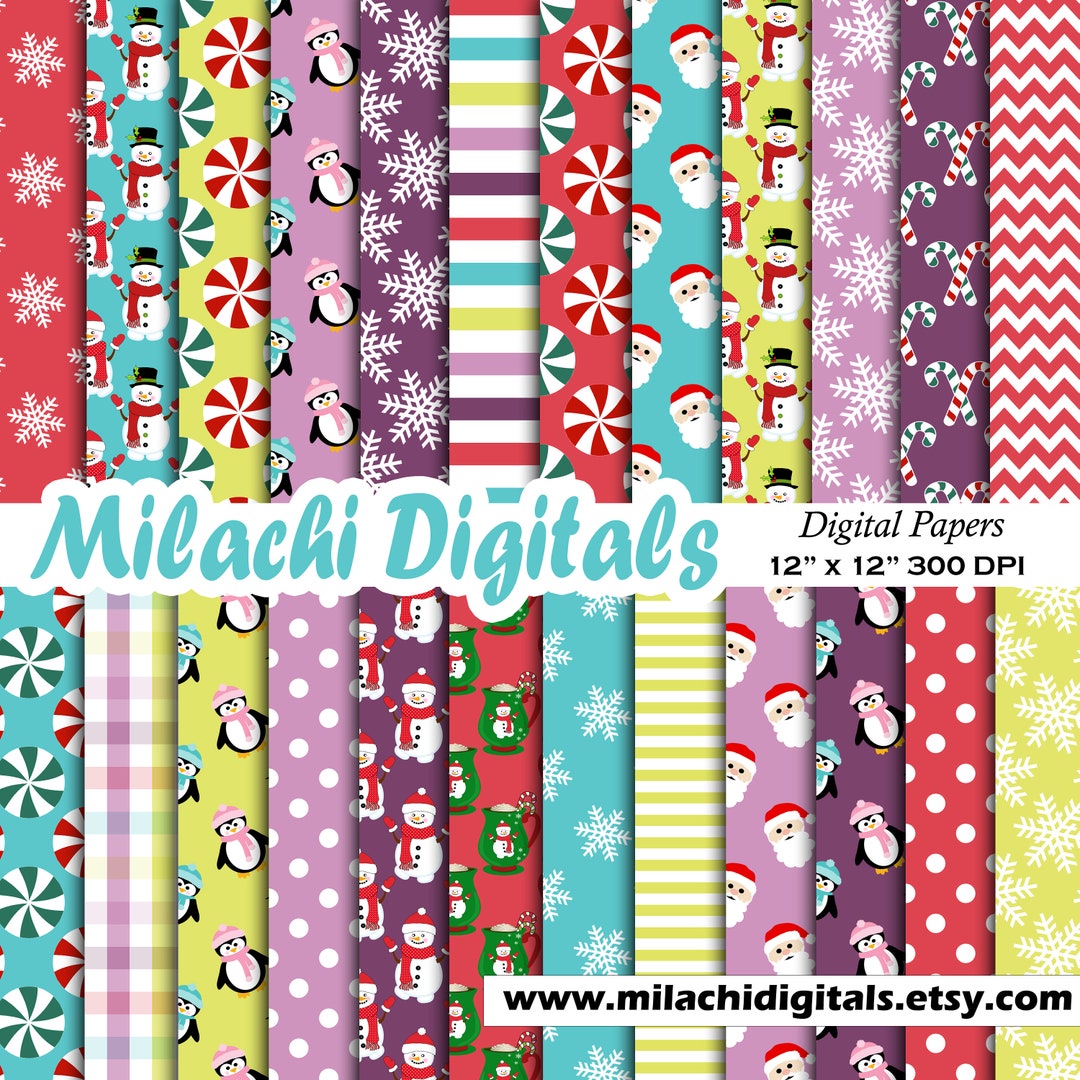 Christmas Digital Paper Pack, Holiday Scrapbook Papers, Seamless ...