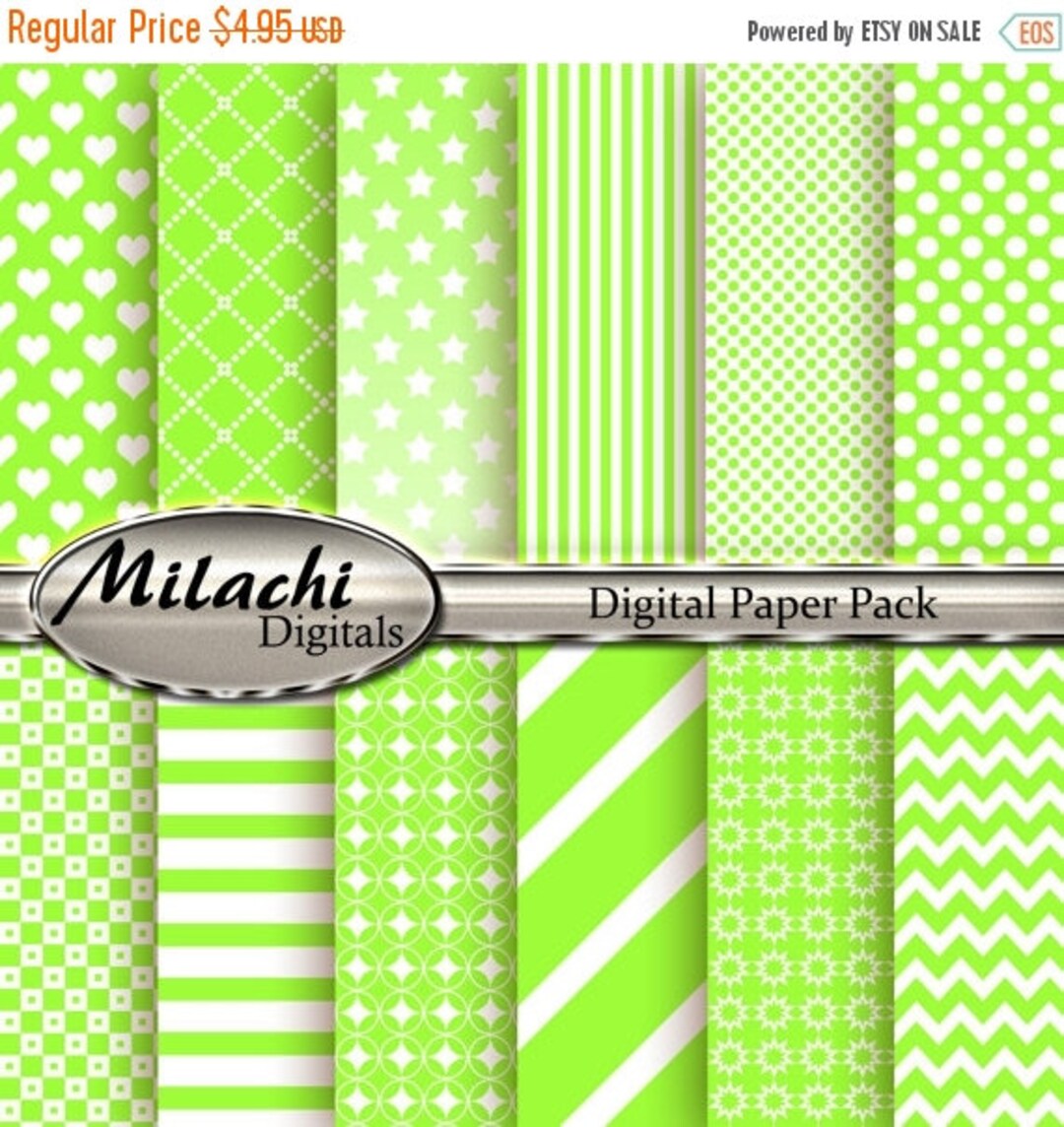 Lime Digital Paper Pack - 8.5" X 11 - Etsy