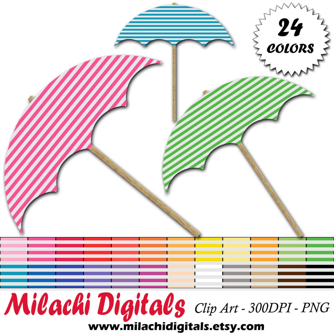 Beach Umbrella Clipart, Beach Clip Art, Tropical Clip Art, Digital ...