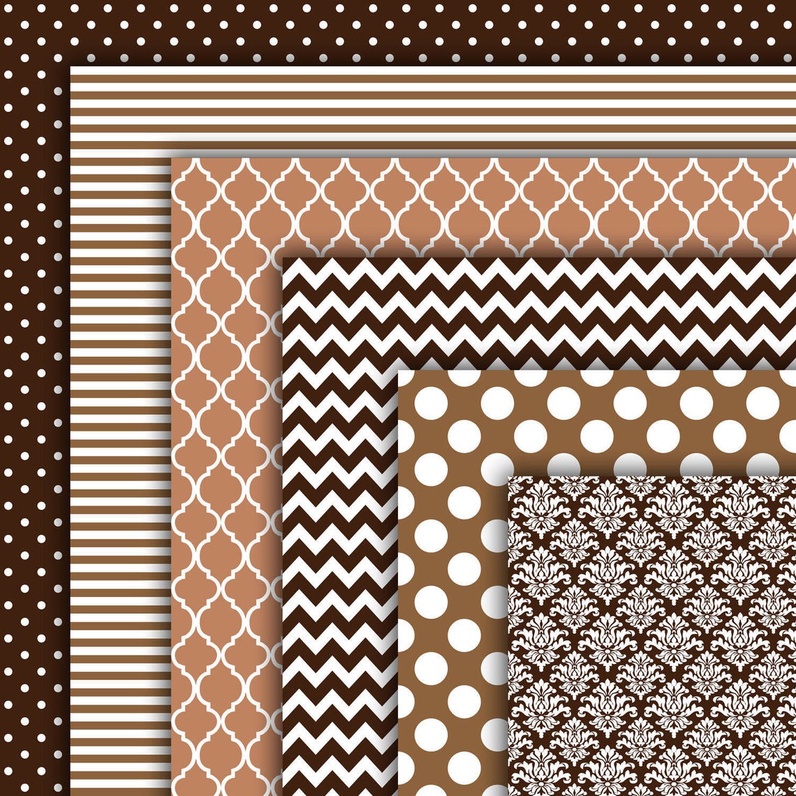 Brown Digital Paper Scrapbook Papers Background Polka Dots - Etsy