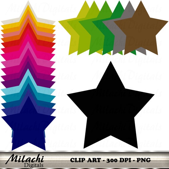 Rainbow Stars Digital Clip Art Commercial Use Instant | Etsy