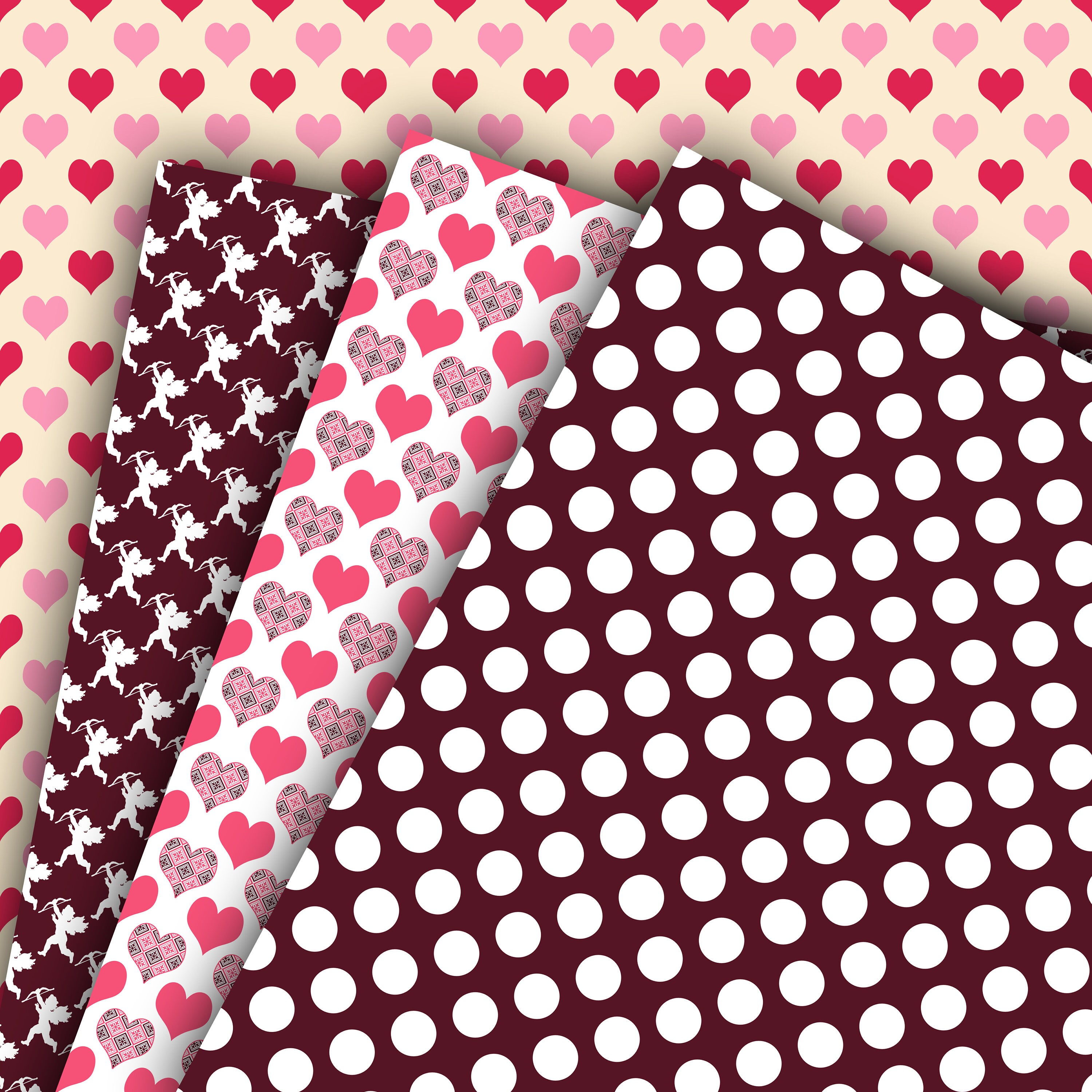 Valentine Digital Paper Valentine's Day Scrapbook Papers - Etsy