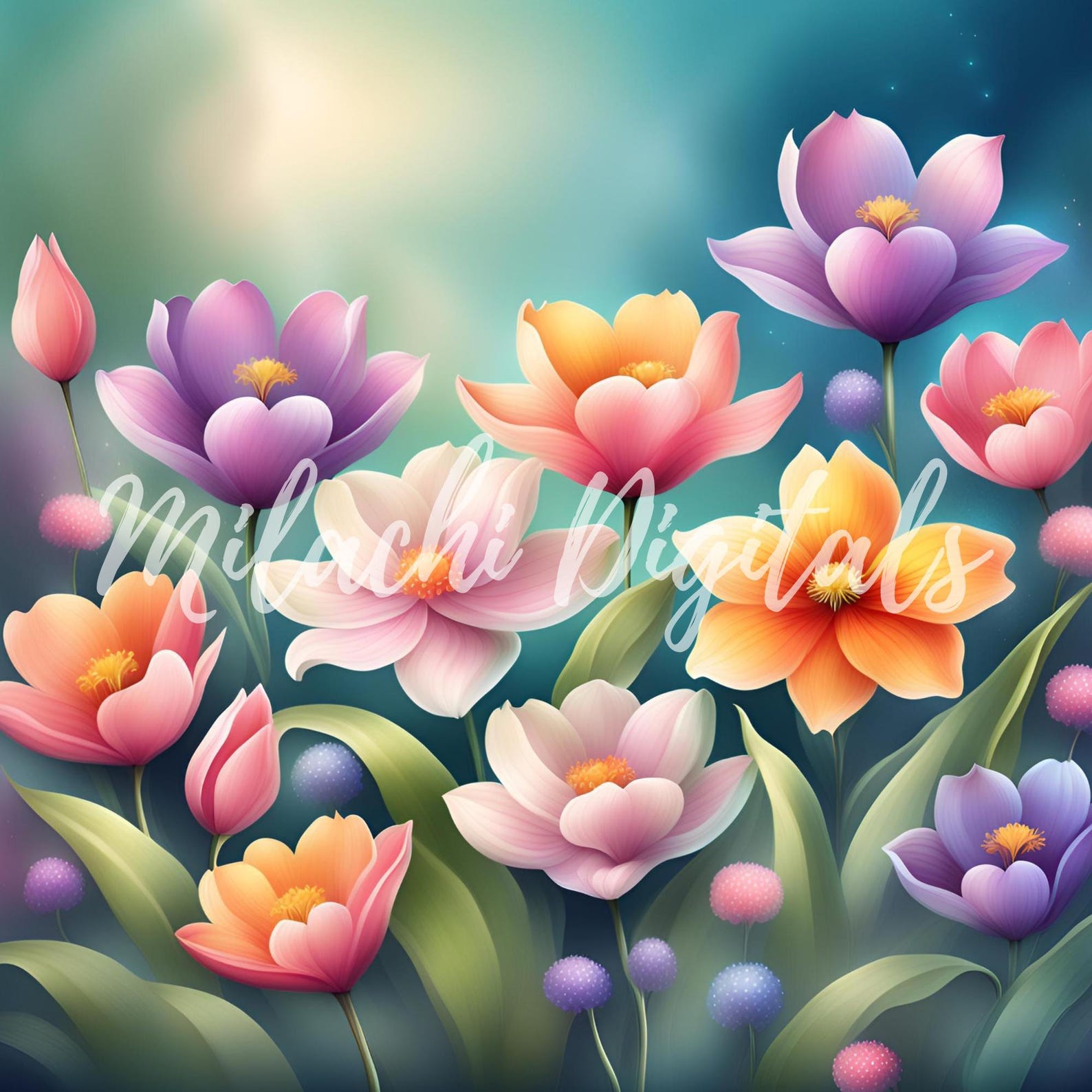 Spring Flowers Digital Paper, Floral Backgrounds, Junk Journal Pages ...