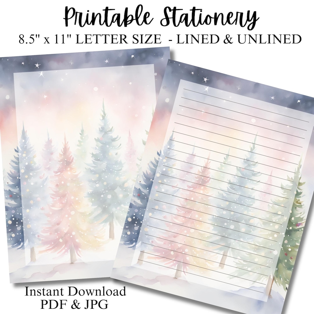 Printable Writing Paper Christmas Tree Stationery, Digital Paper for ...