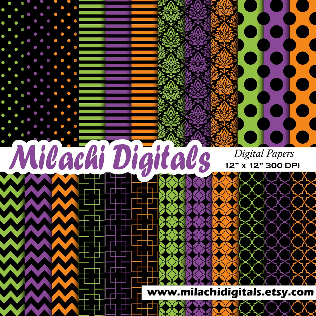 Halloween Digital Paper, Trick or Treat Scrapbook Papers, Halloween ...