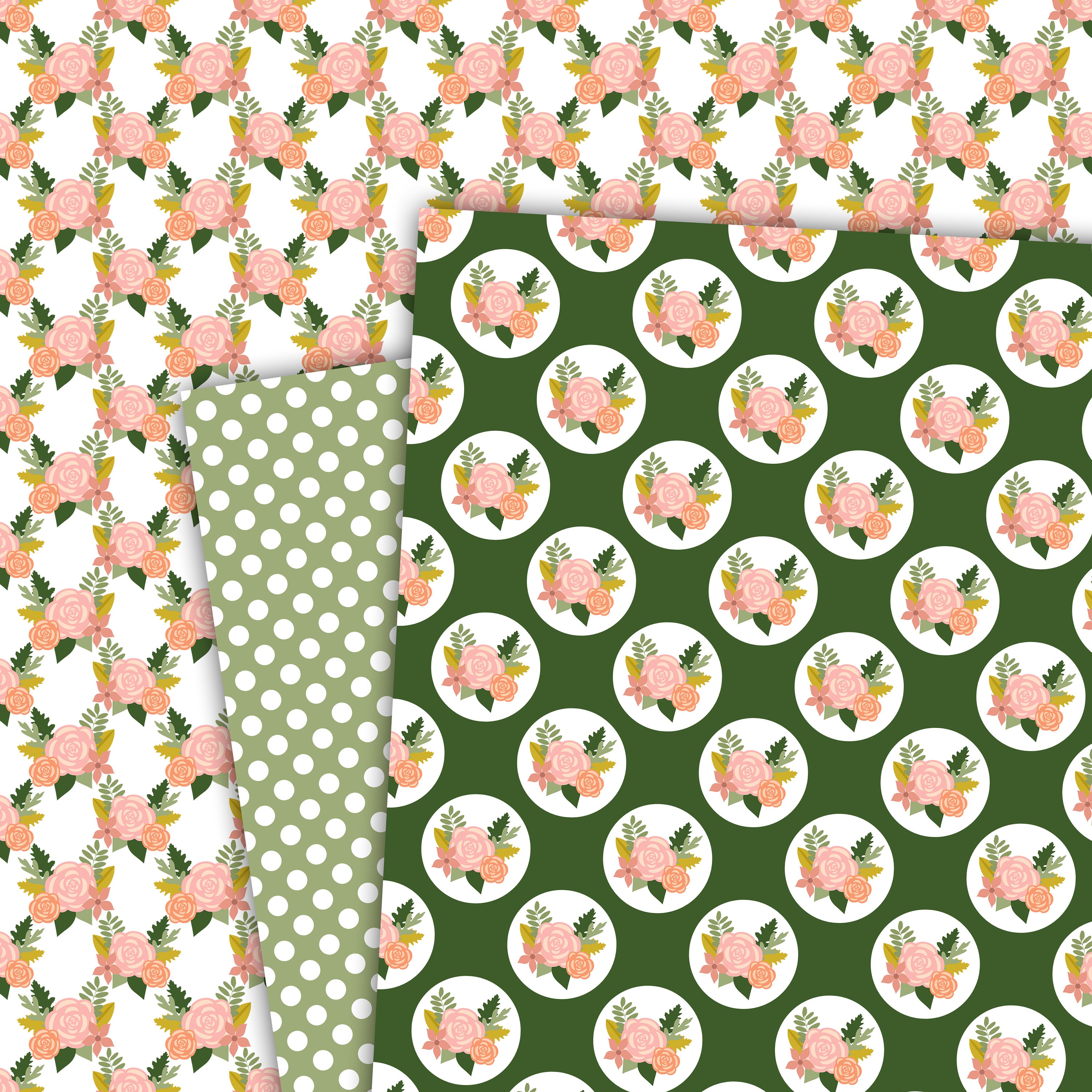 Floral Digital Paper Flower Papers Mother's Day Scrapbook Paper Flower ...