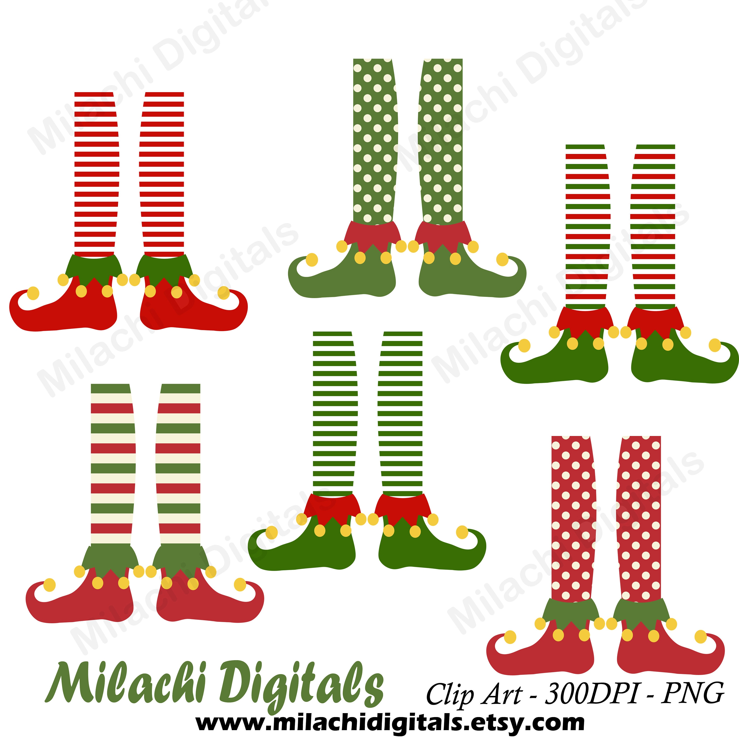 Elf Feet Clipart Christmas Digital Scrapbooking Santas Etsy