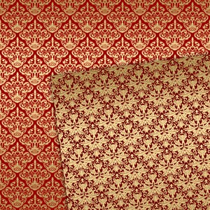 Red and Gold Damask Digital Paper, Seamless Damask Patterns, Gold ...