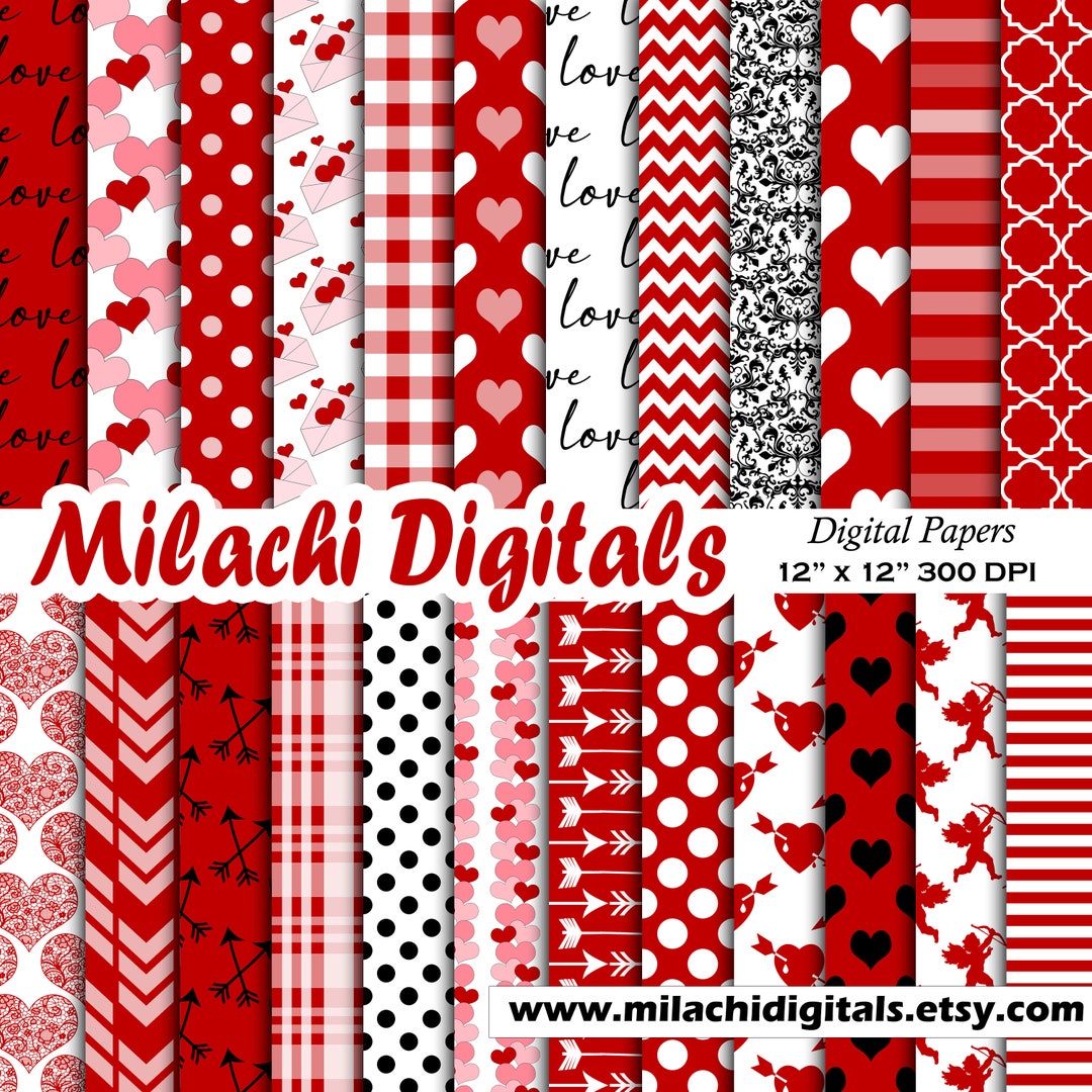 Valentine's Day Digital Paper, Seamless Patterns, Valentine's Day ...