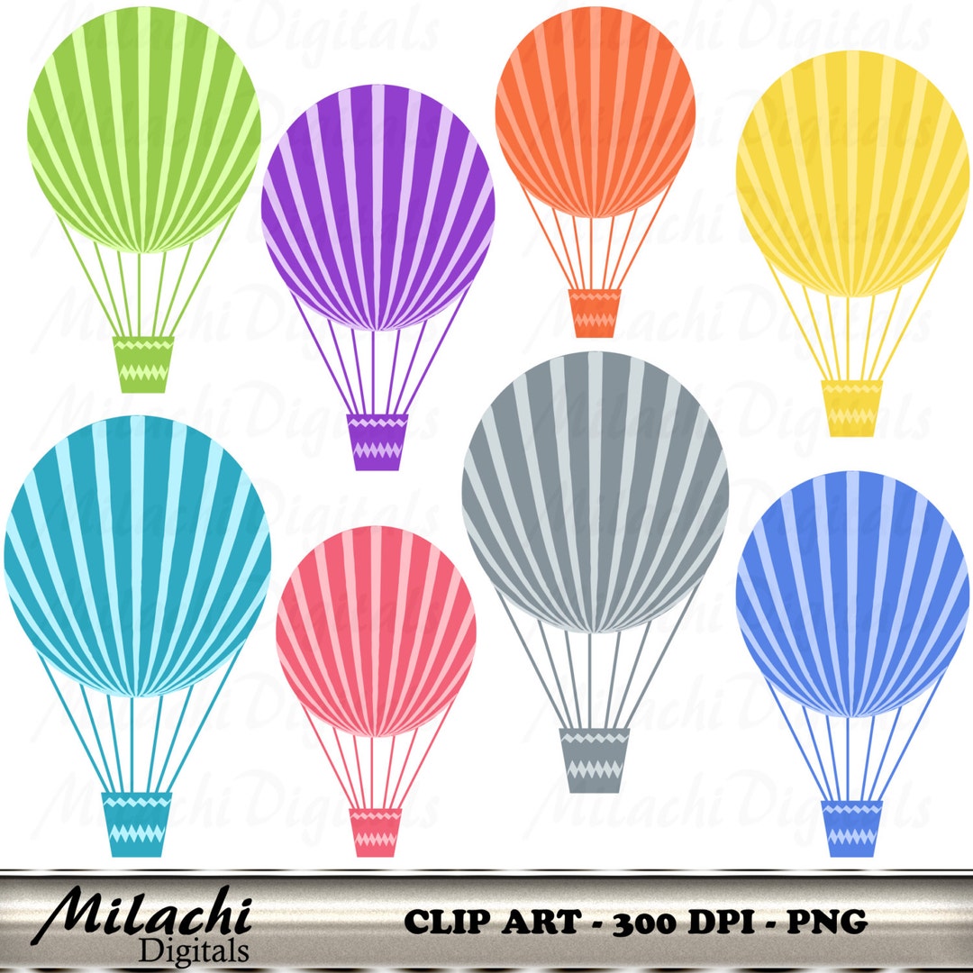 Hot Air Balloon Digital Clip Art - Commercial Use - Instant Download ...