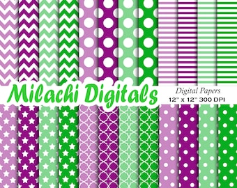 Digital Paper Pack Digital Scrapbook Paper in Purple Blue - Etsy