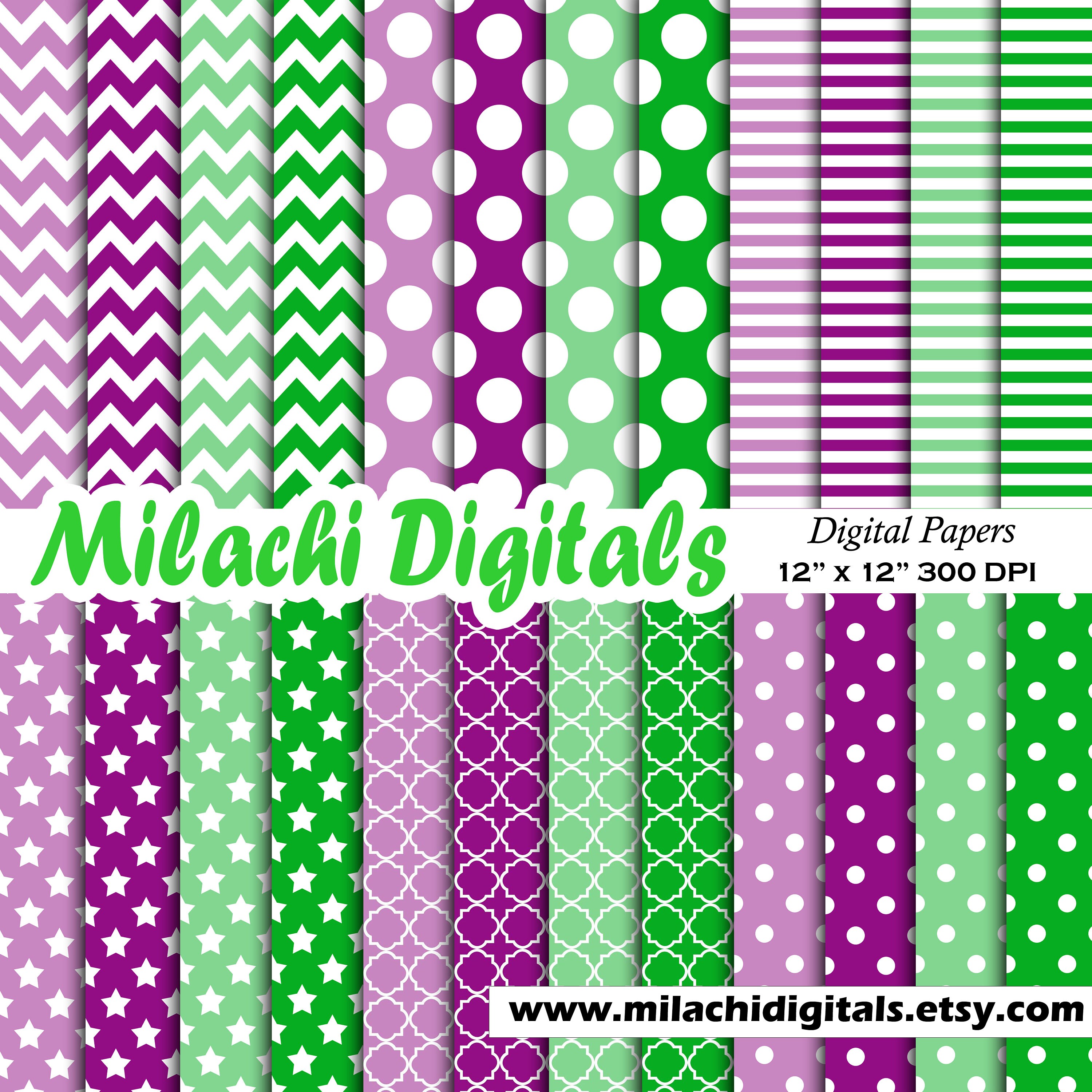 Purple And Green Scrapbook Paper