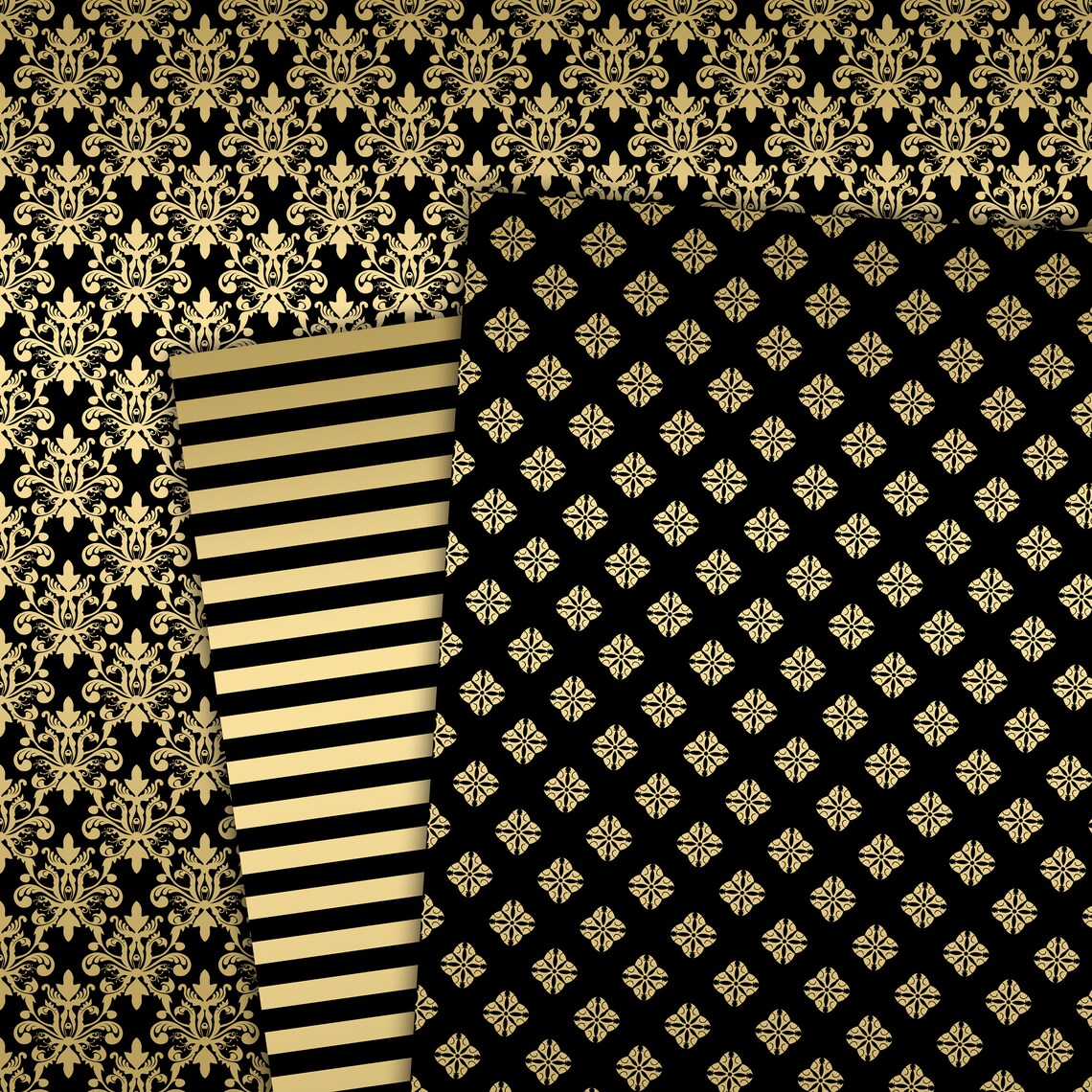 Black and Gold Digital Paper Royal Gold Patterns Luxury Polka - Etsy
