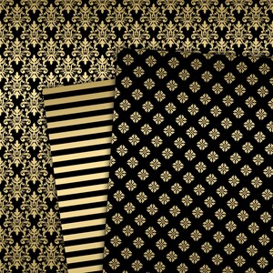 Black and Gold Digital Paper Royal Gold Patterns Luxury Polka Dots ...