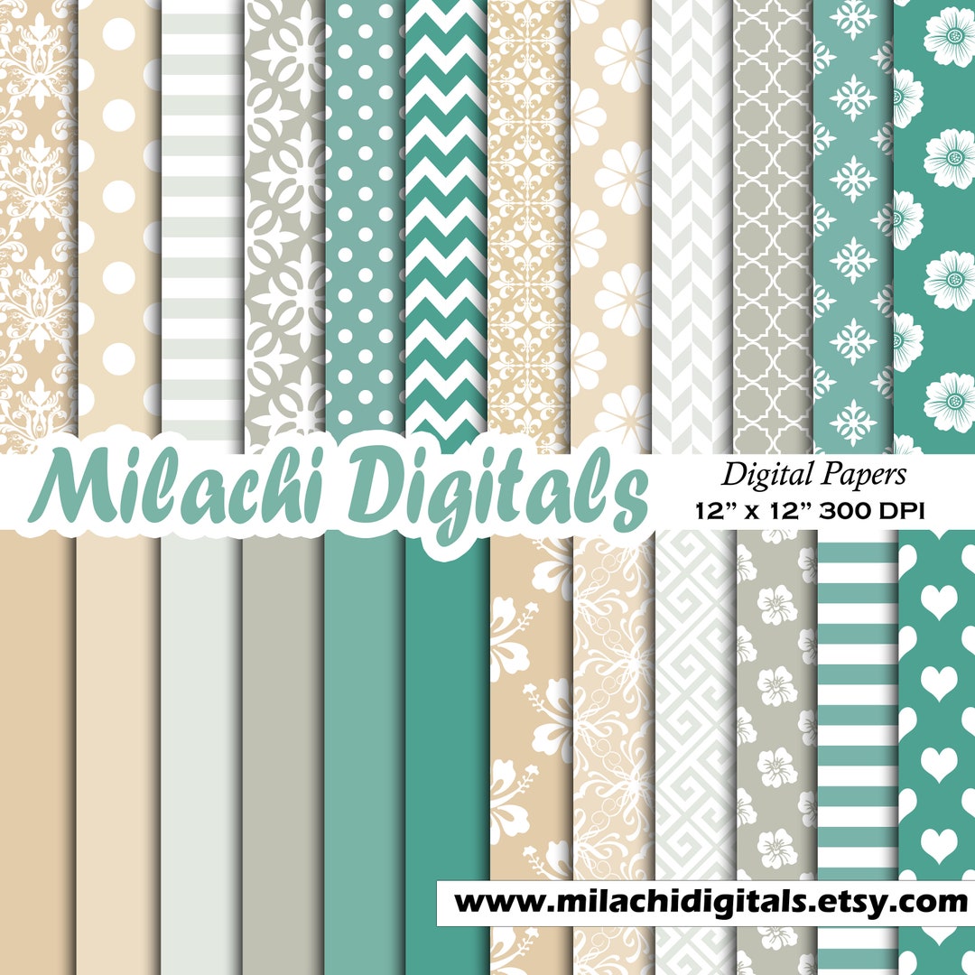 Beach Digital Paper, Damask Scrapbook Papers, Chevron Background ...