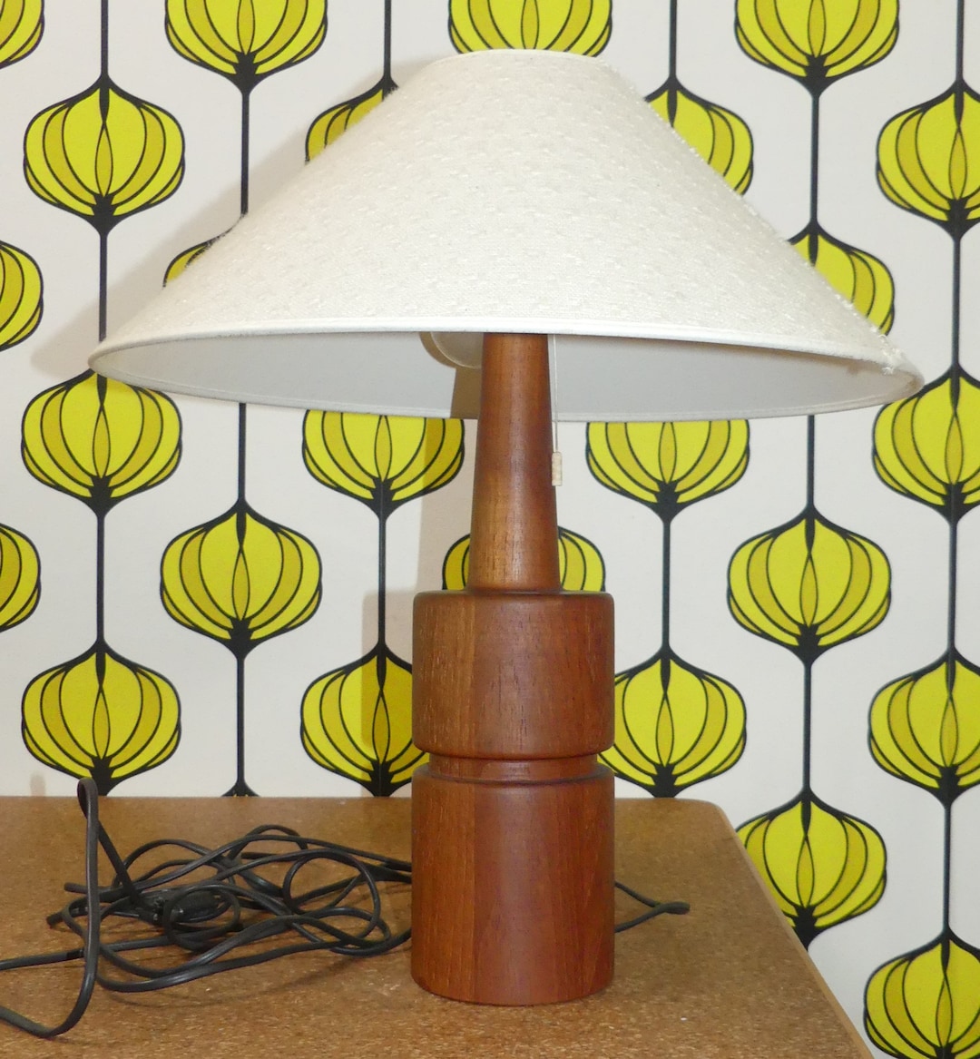 60s Design DOMUS Table Lamp Solid TEAK Sixties Mid Century Vintage ...