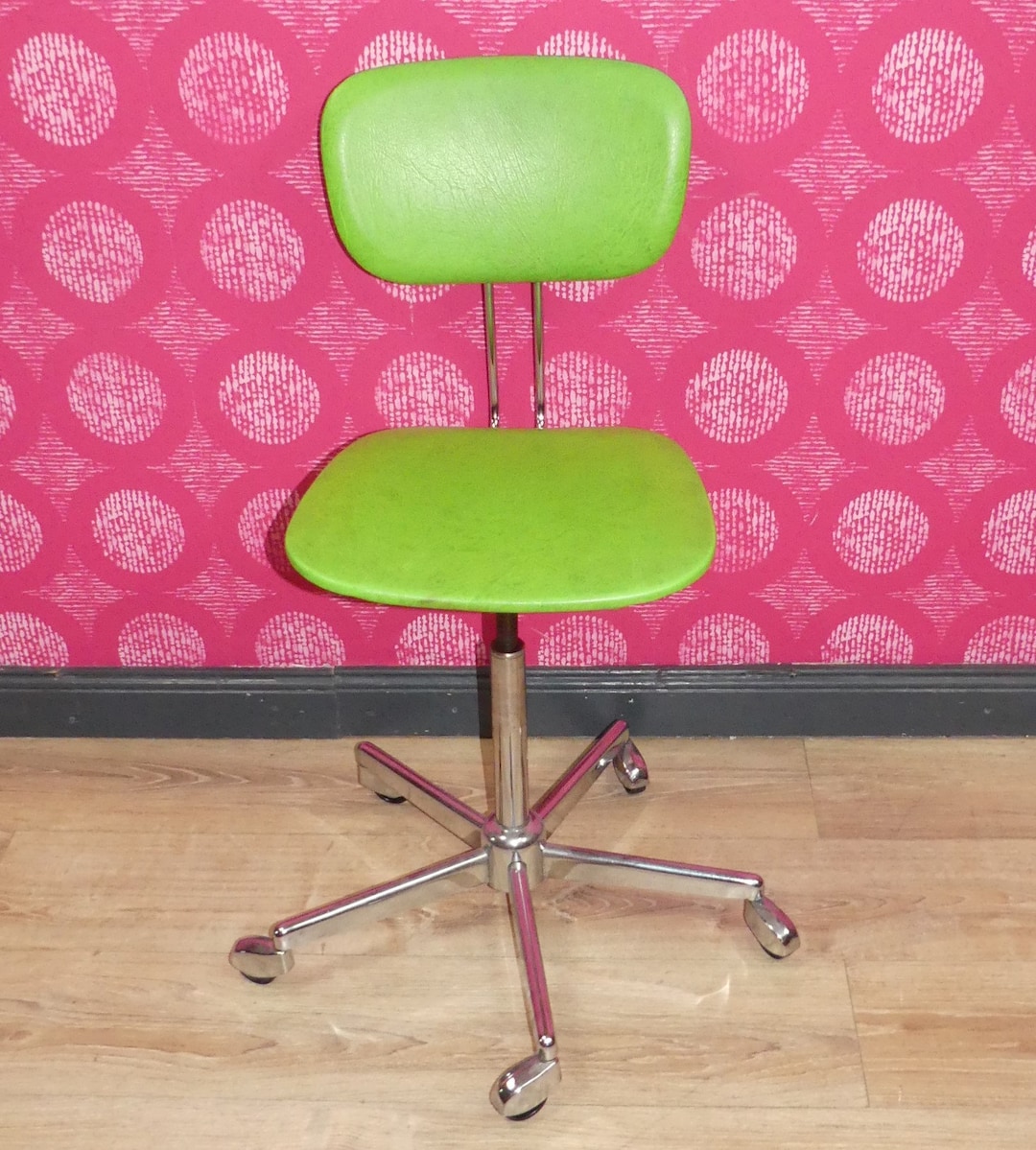 1960s/70s Office Chair, Swivel Chair, Swivel Base, Chrome, Faux Leather ...