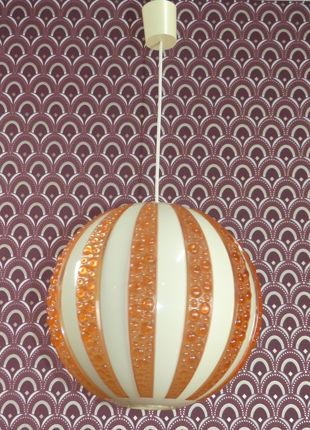 Cool 70s Hanging Lamp Ceiling Lamp Plastic Plexiglass White/yellow Mid ...